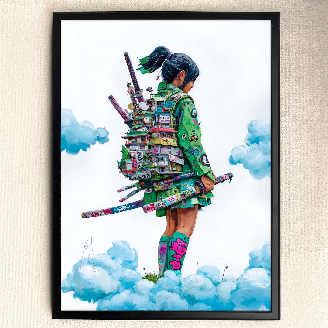 Samurai Girl Art Print: Japanese Street Style Architecture - Etsy Canada