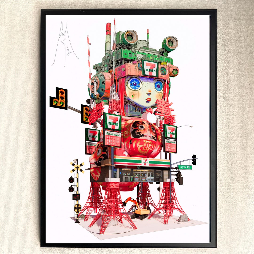 Cyberpunk Art Print - Anime Art, Manga, Ghost in Shells, Girl Painting ...