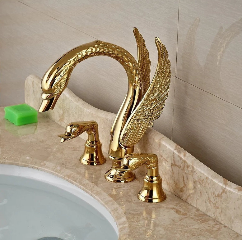 Gold Swan Brass Faucet , Bathroom Basin Tap , Bathroom Sink Faucet ...