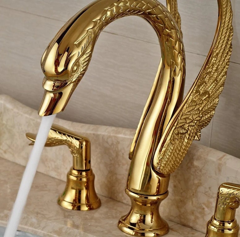 Gold Swan Brass Faucet , Bathroom Basin Tap , Bathroom Sink Faucet ...