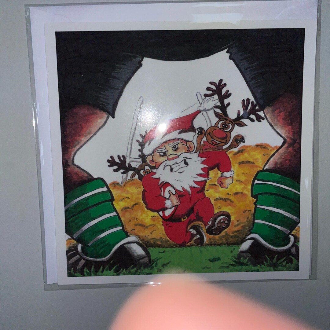 Rugby Father Christmas and Rudolph Funny and Humorous Christmas Card - Etsy