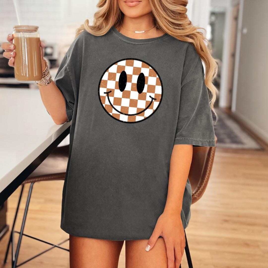 Checker Happy Face, Happy Face, Graphics, Graphic Tee, Teacher Shirt ...