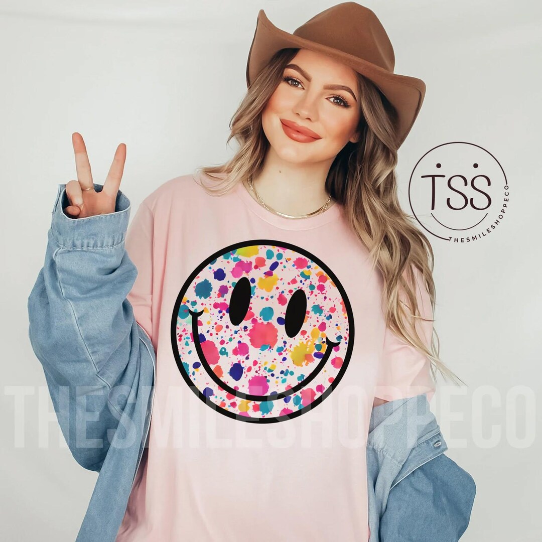 Colored Ink Brush Splatter Smile, Ink Splatter, Graphic Tee, Graphics ...