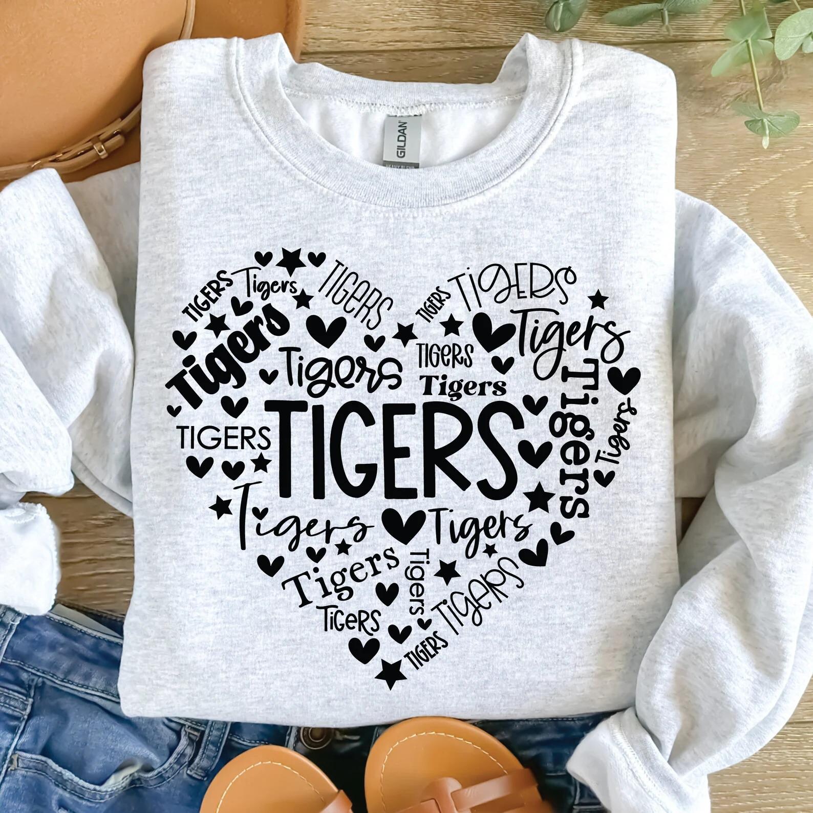 Tigers, Tigers Heart, School Spirit, Sweatshirt, Graphic Tee, Crewneck ...
