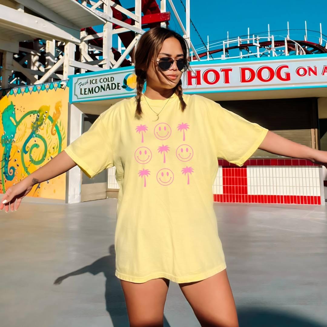 Palms & Smileys, Palm Trees, Summer Shirt, Beach Shirt, Graphic Tee, Summer Graphic Tee, Beach ...
