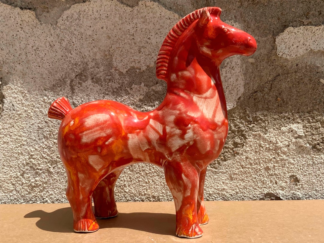 Scarlet Ceramic Horse. Horse Sculpture. - Etsy
