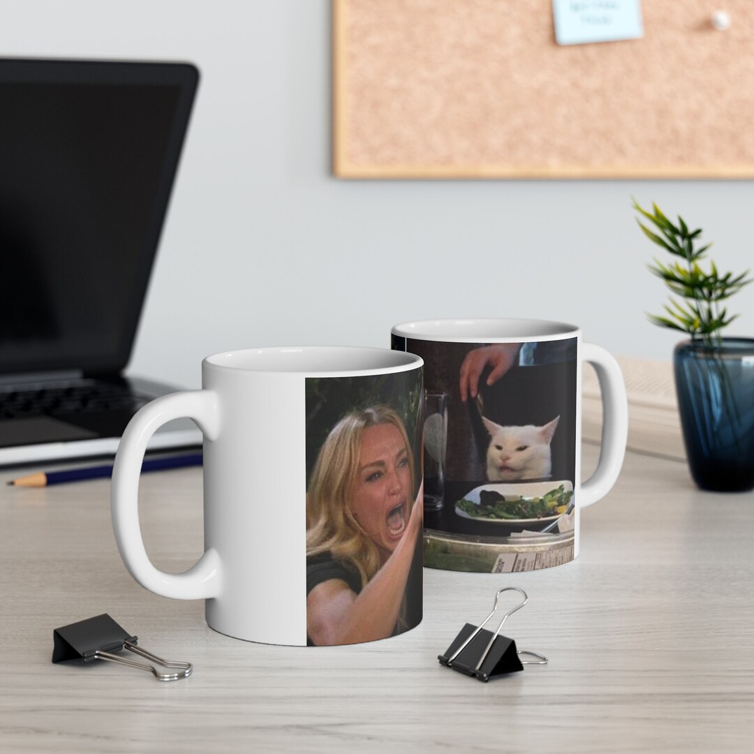 Woman Yelling at Cat Meme Mug Level up Your Coffee Game - Etsy