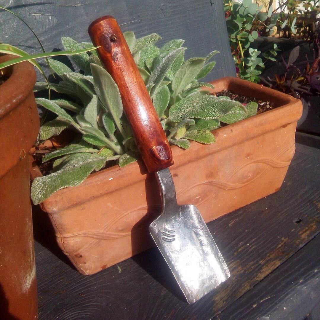 Garden Shovel. Hand Forged Small Shovel With Hazel Handle Stained Brown ...