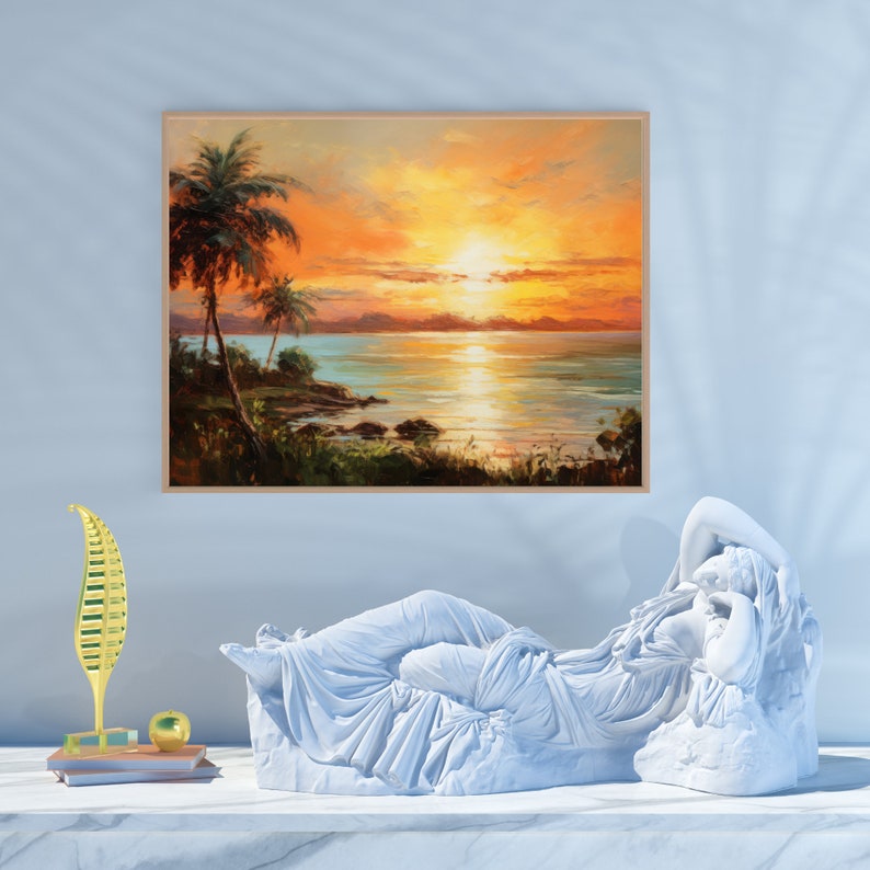 Coastal Sunrise Landscape Oil Painting, Sunrise Art, Sunrise Wall Art ...