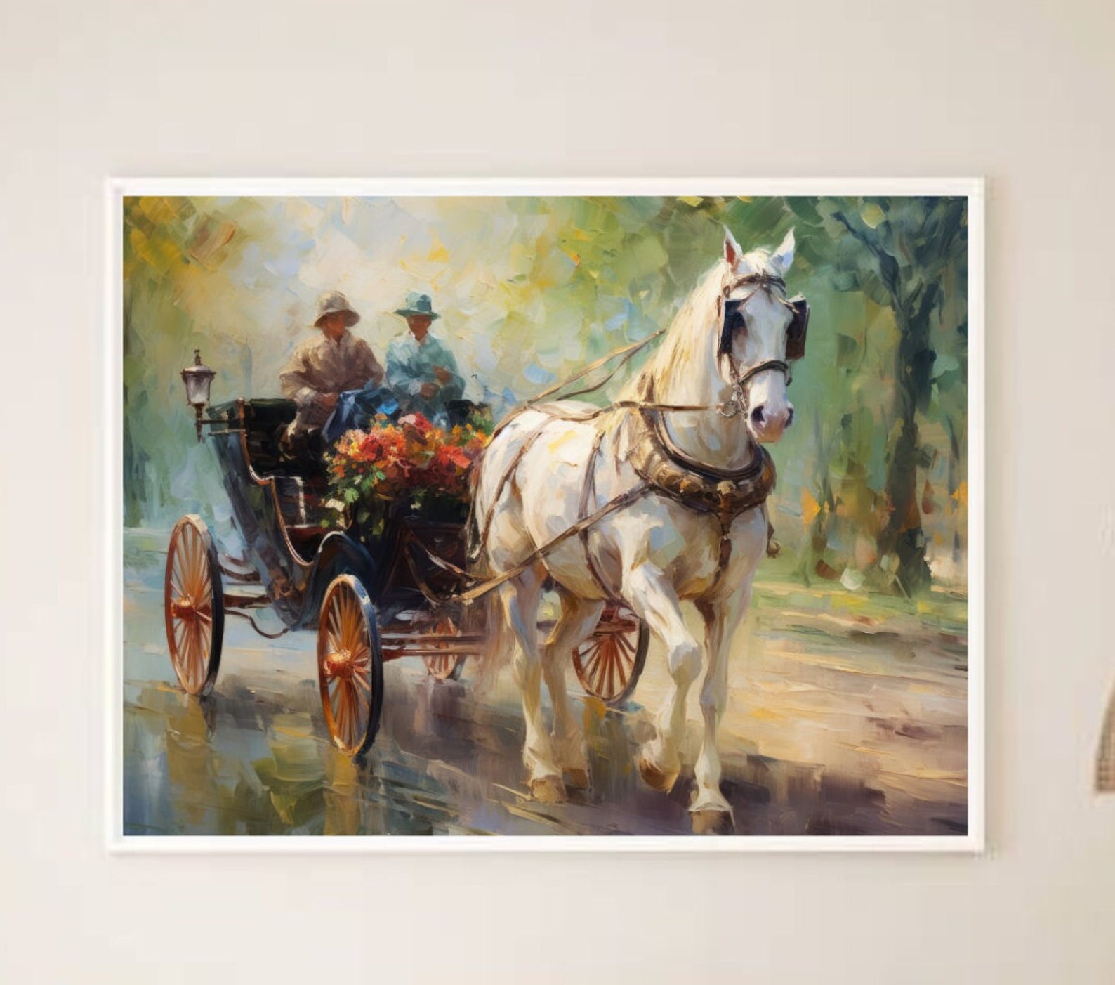 Carriage Oil Painting, Carriage, Horse and Carriage, Decor Carriage ...