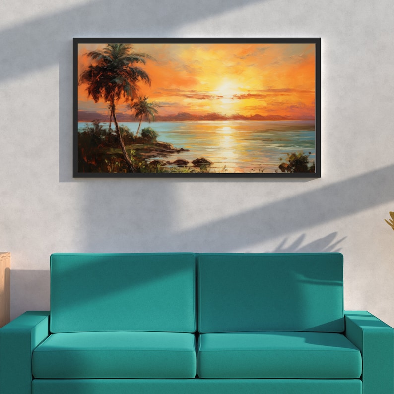 Coastal Sunrise Landscape Oil Painting, Sunrise Art, Sunrise Wall Art ...