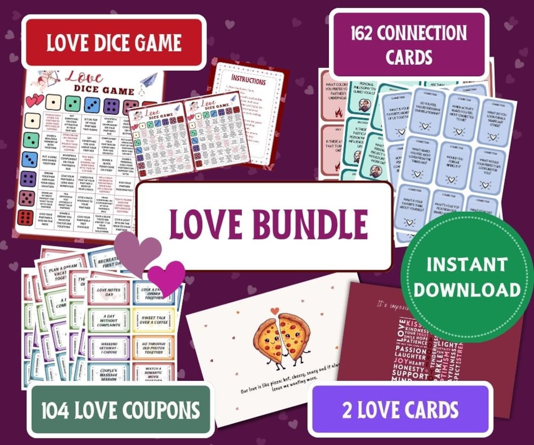 Love Bundle, Romantic Anniversary Bundle, Love Dice Game, Relationship ...