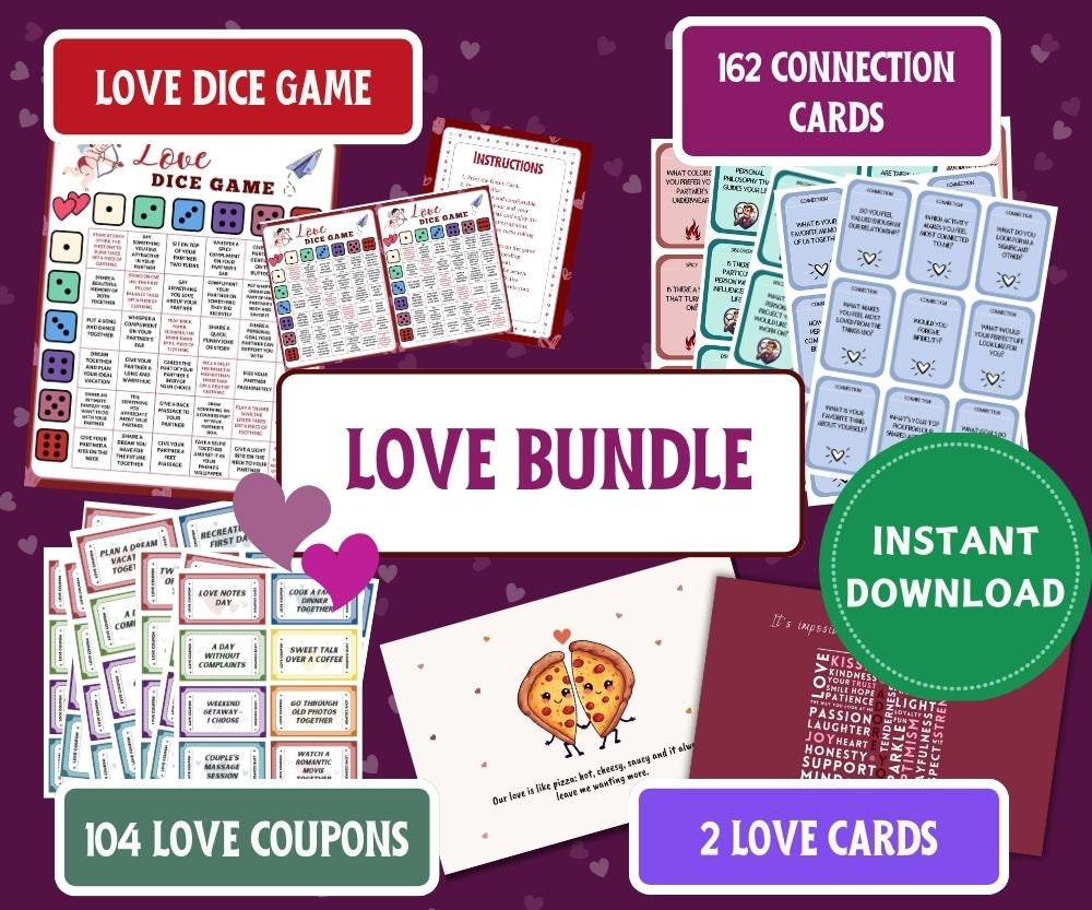 Love Bundle, Romantic Anniversary Bundle, Love Dice Game, Relationship ...