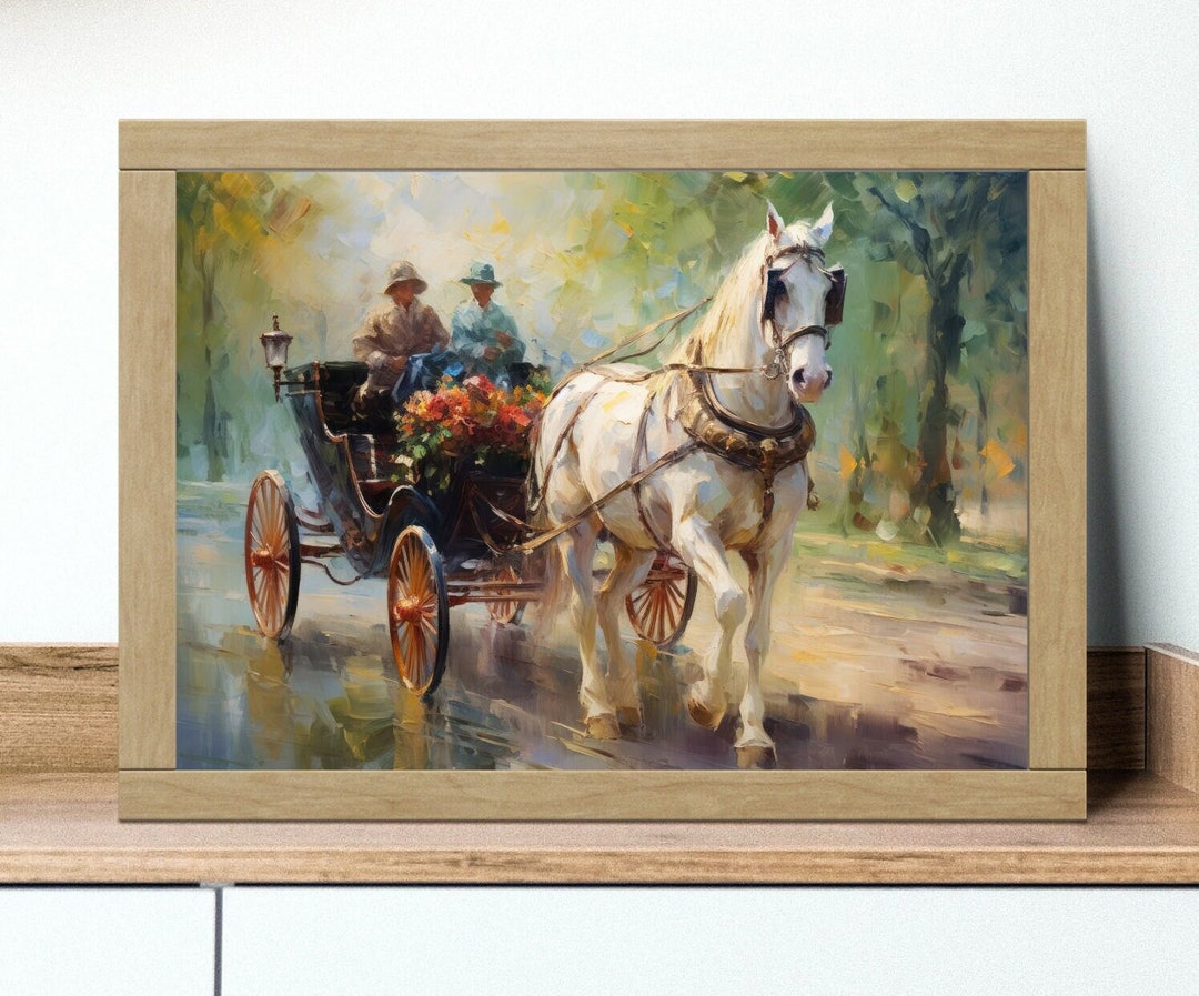Carriage Oil Painting, Carriage, Horse and Carriage, Decor Carriage ...