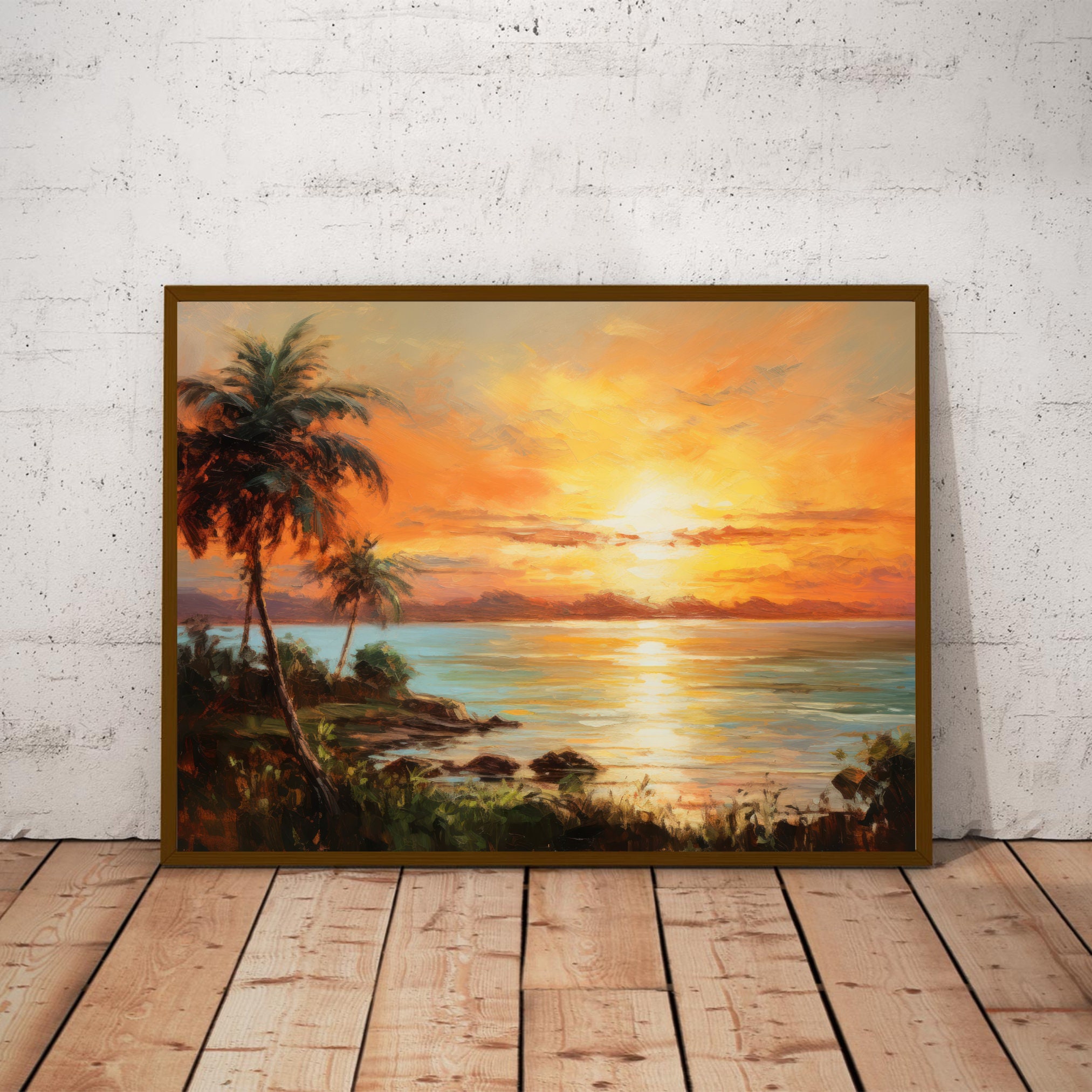 Coastal Sunrise Landscape Oil Painting, Sunrise Art, Sunrise Wall Art ...