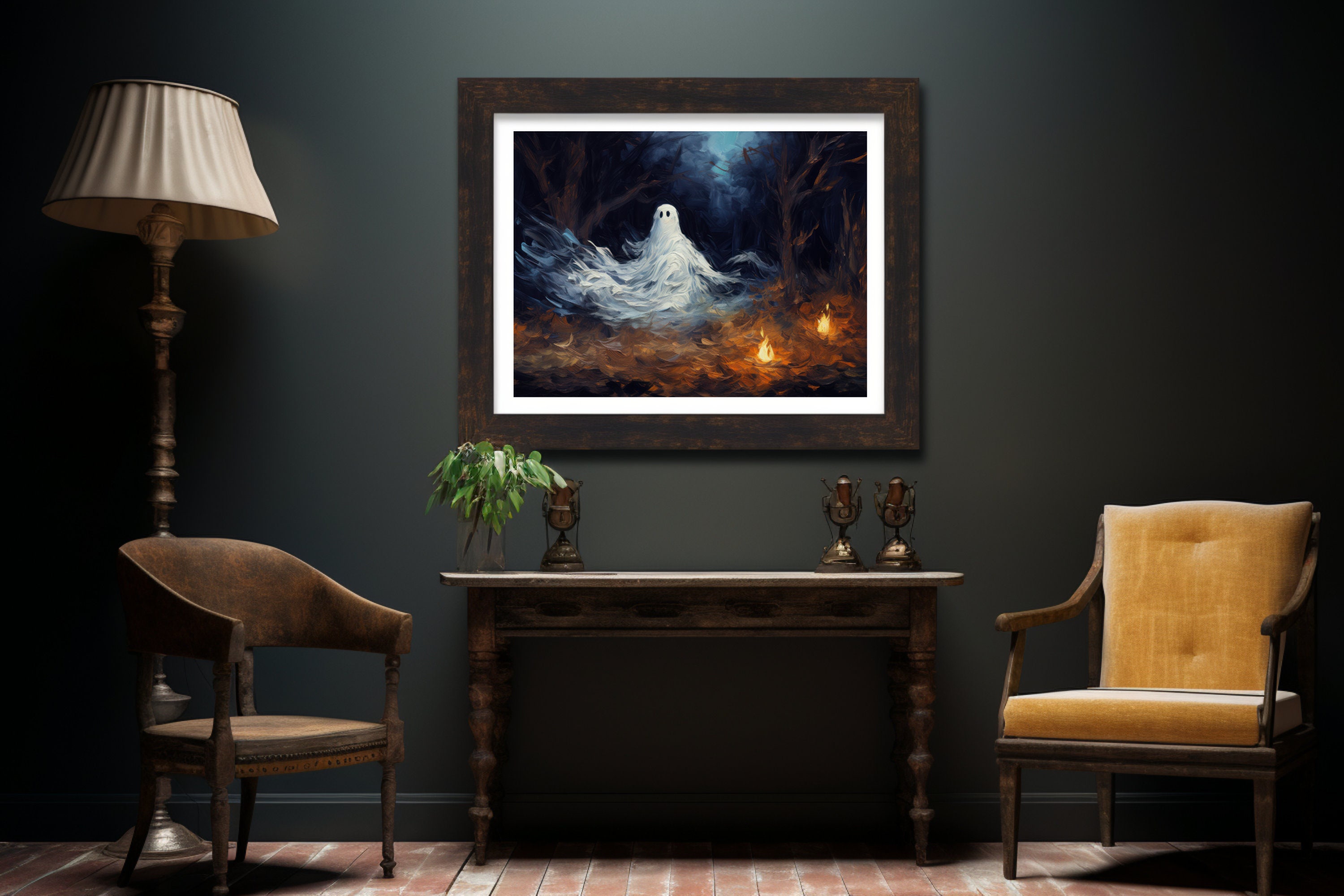 Ghost Printable Oil Painting Art Print Halloween Home Decor - Etsy