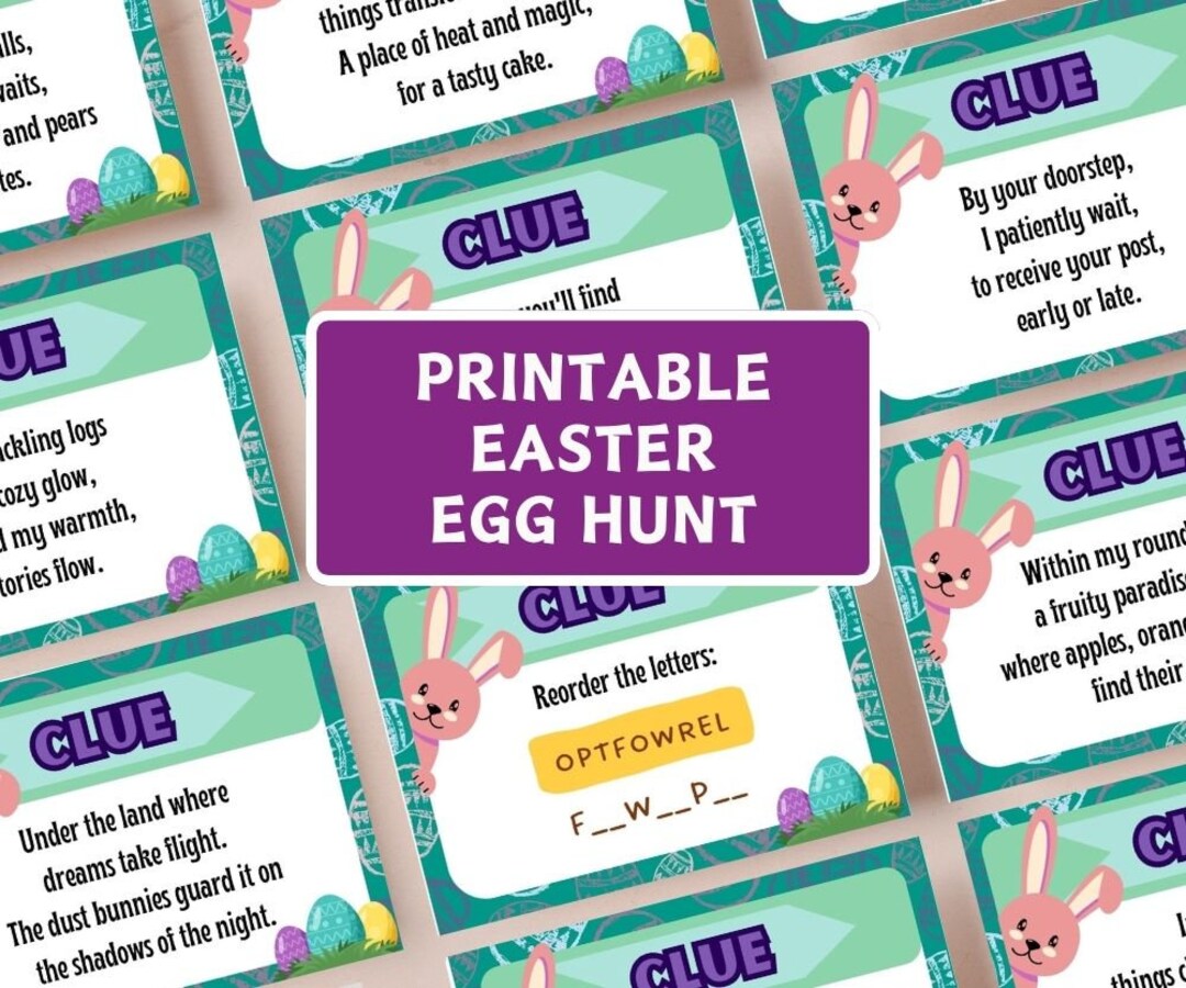 Easter Egg Hunt Printable Game, Easter Scavenger Hunt, Easter Kids ...