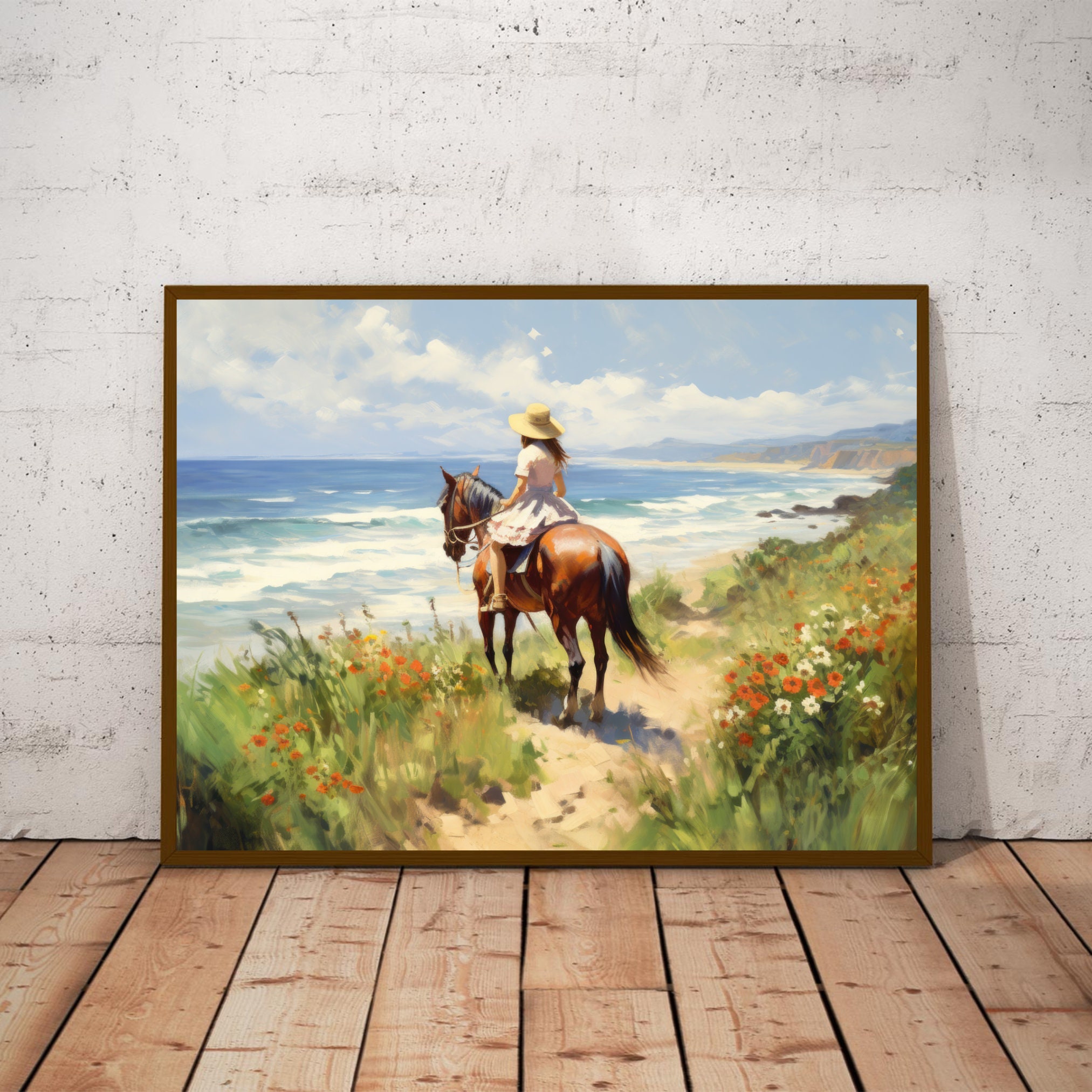 Girl Riding A Horse, Autumn Horse Ride, Vintage Horse Print, Horse ...