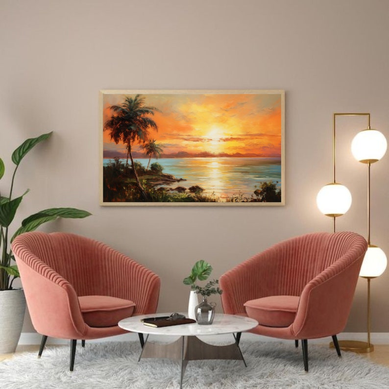 Coastal Sunrise Landscape Oil Painting, Sunrise Art, Sunrise Wall Art ...