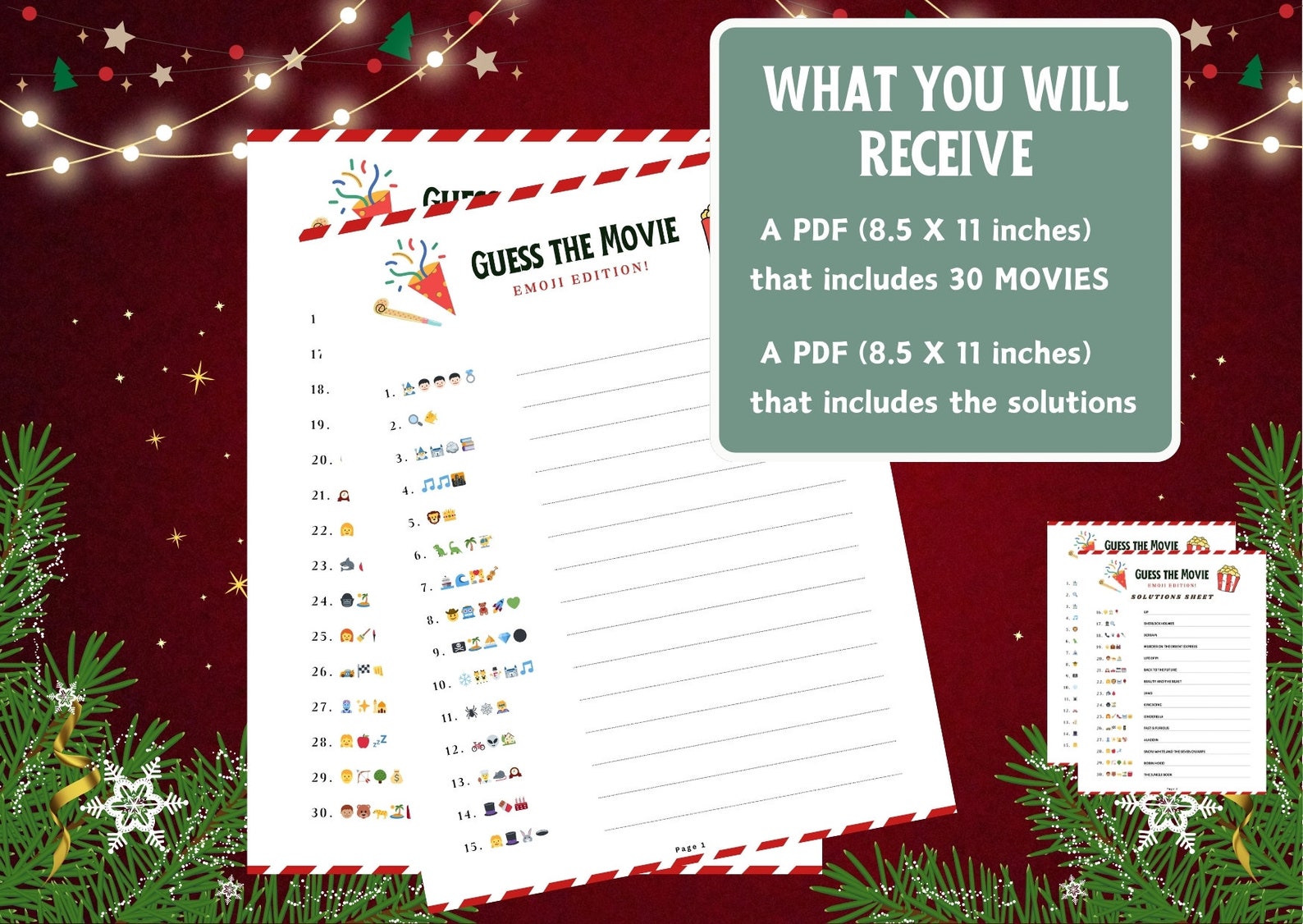 Guess the Movie Emoji Game, Printable New Years Eve Game, Fun Game for ...