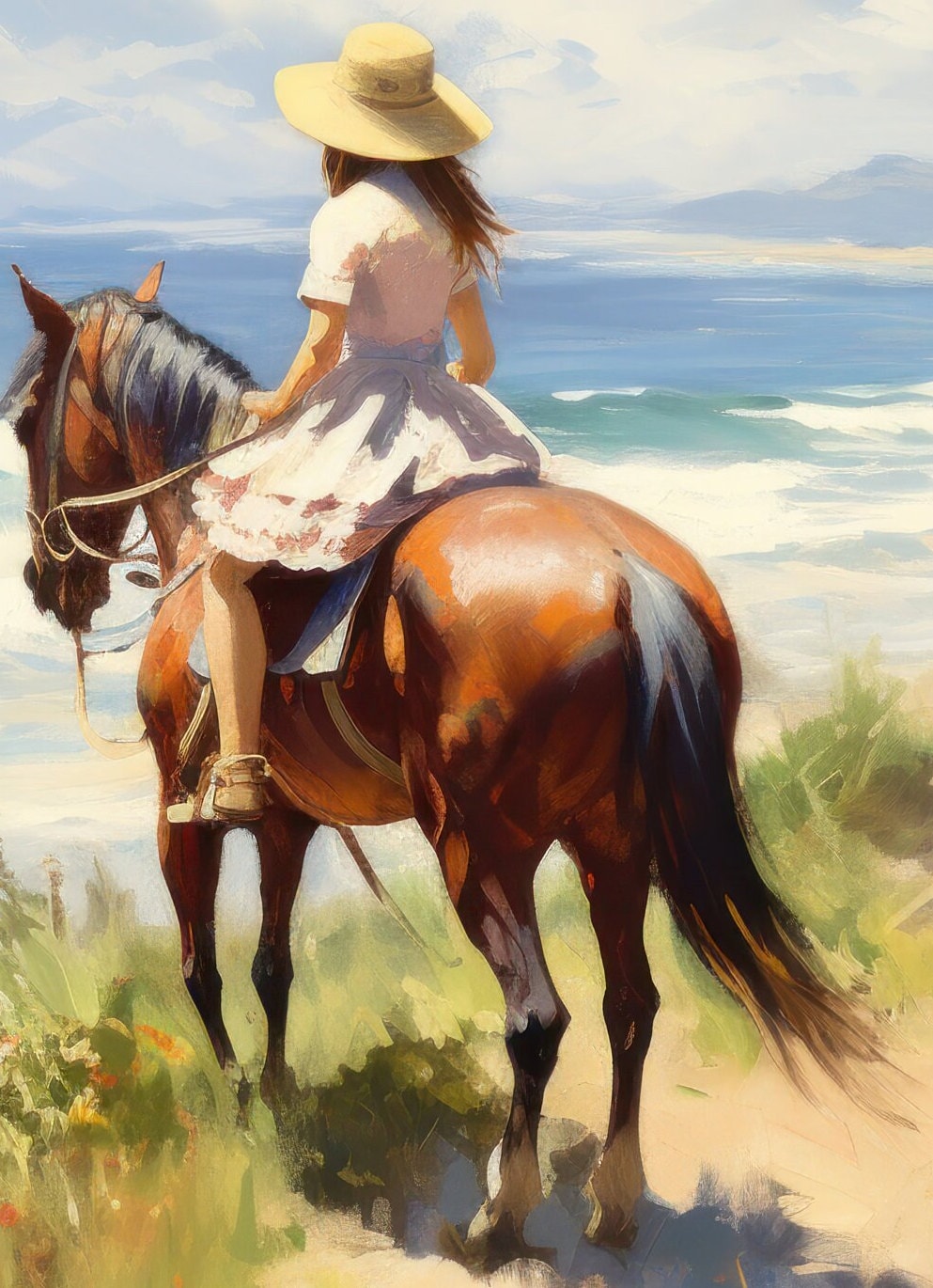 Girl Riding A Horse, Autumn Horse Ride, Vintage Horse Print, Horse ...