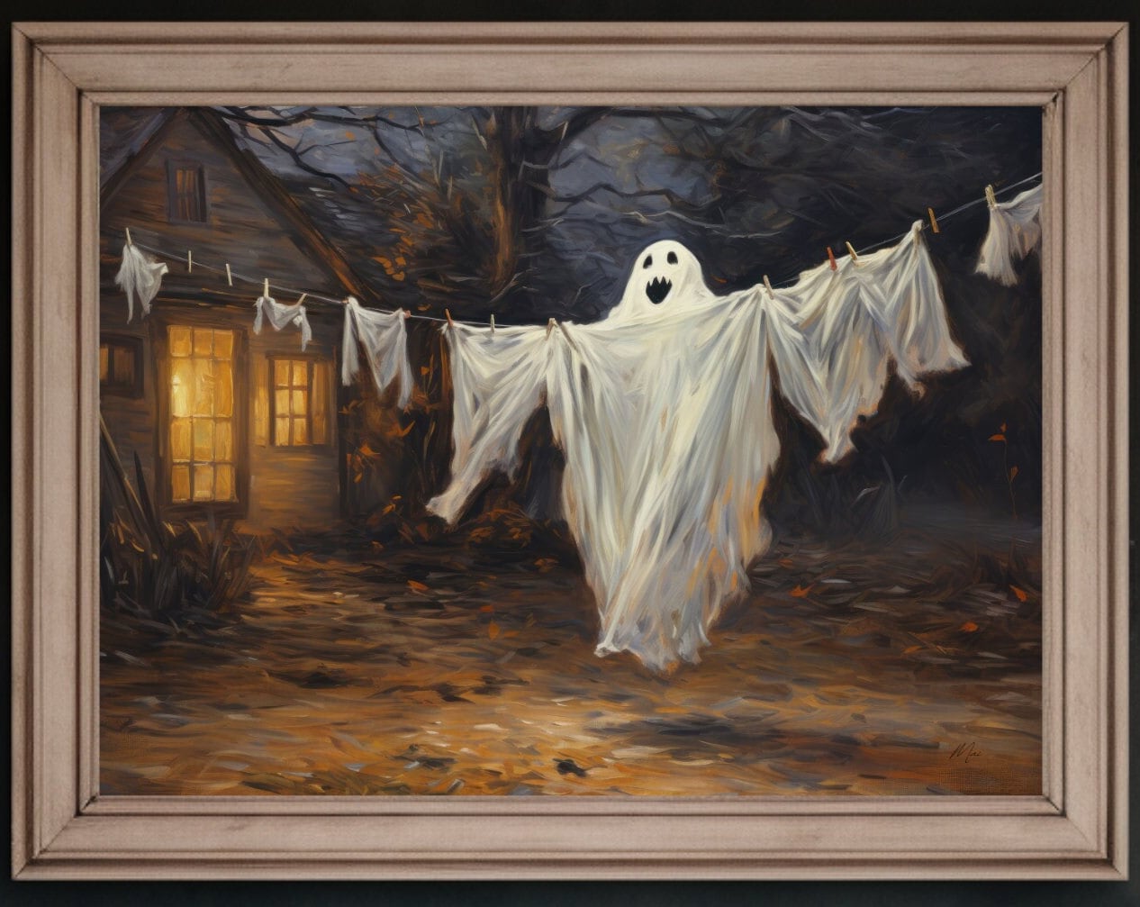 Sheet Ghost Painting Original, Cute Ghost Painting Print, Halloween ...