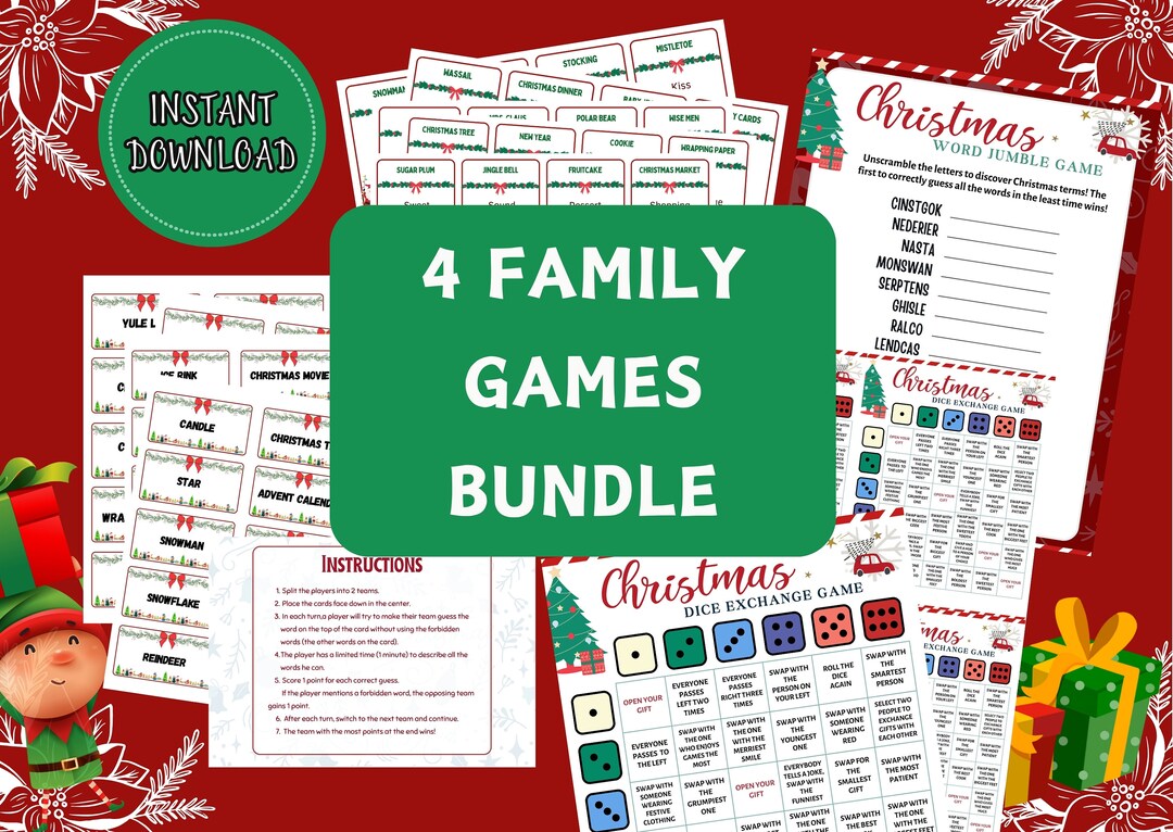 Christmas Group Party Games Bundle, Christmas Gift Exchange Dice Game ...