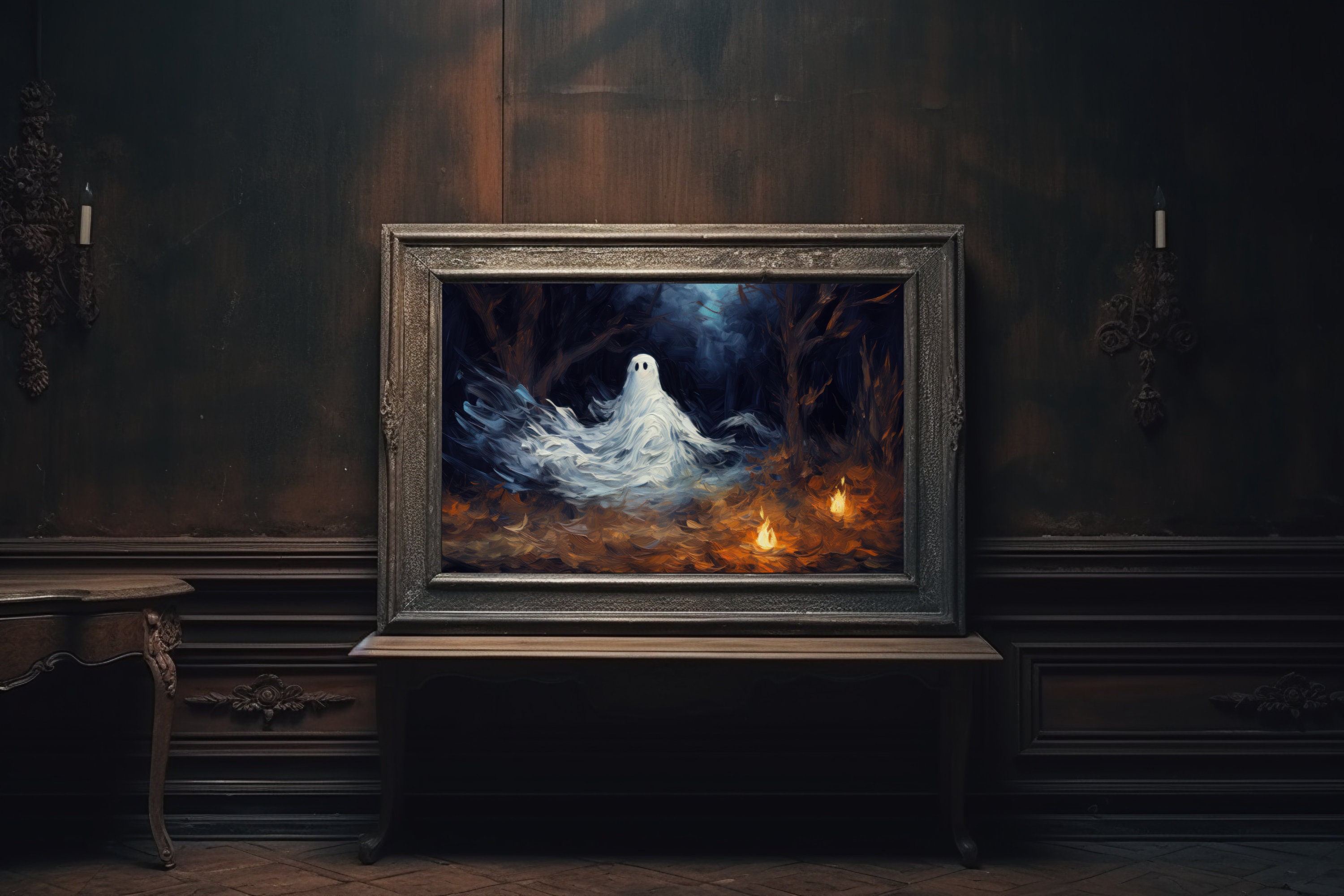Ghost Printable Oil Painting Art Print Halloween Home Decor - Etsy