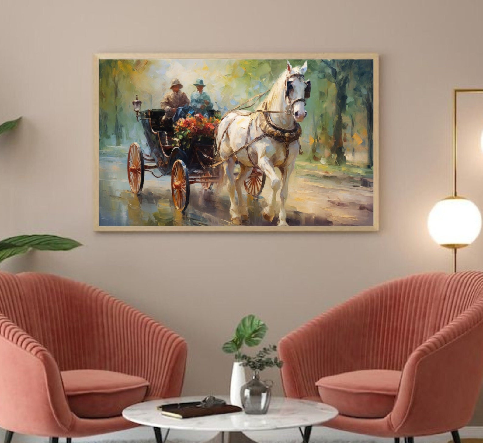 Carriage Oil Painting, Carriage, Horse and Carriage, Decor Carriage ...