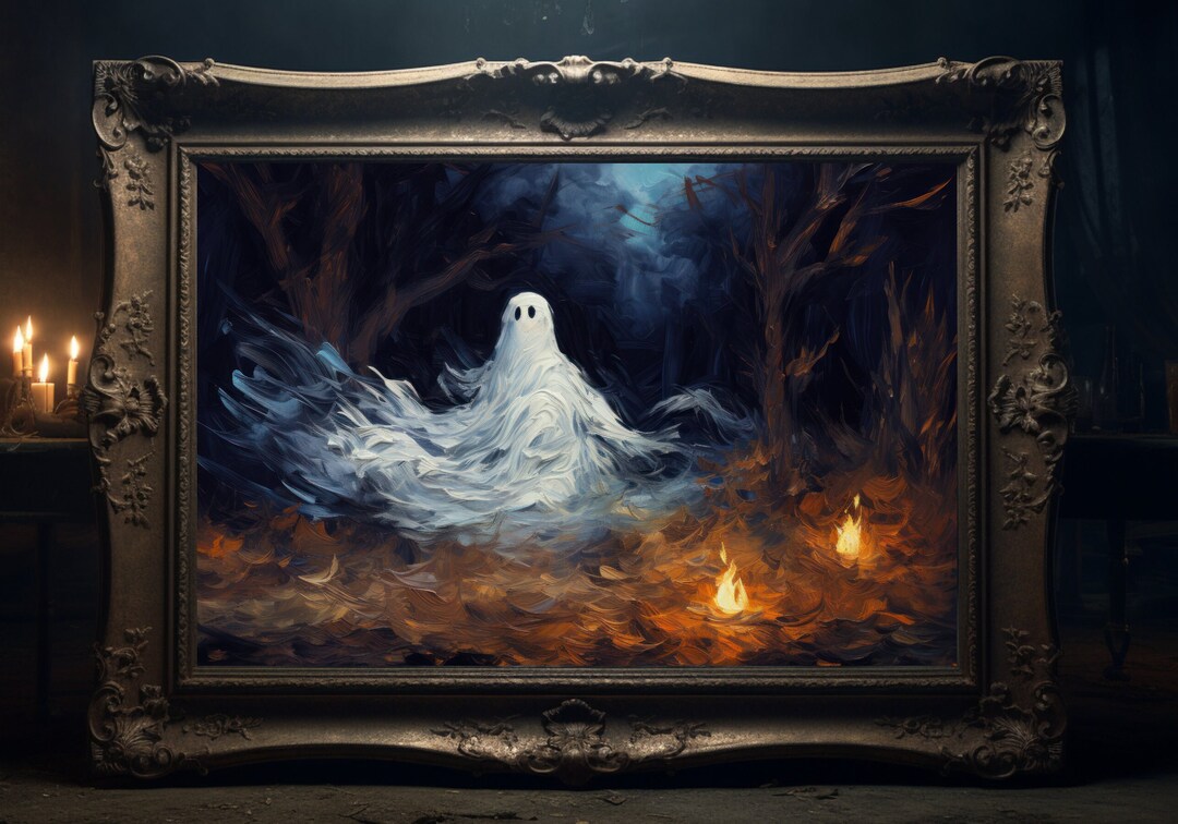 Ghost Printable Oil Painting Art Print Halloween Home Decor - Etsy