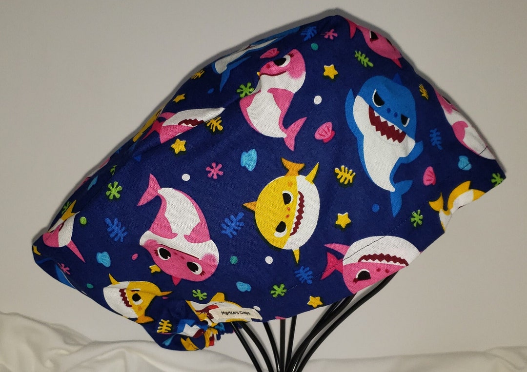 Cartoon Shark Scrub Cap - Etsy