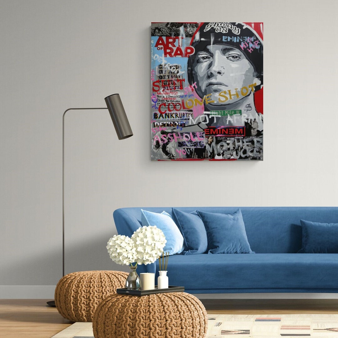 Eminem Graffiti Canvas Print Eminem Poster Music Wall Art,banksy Eminem ...