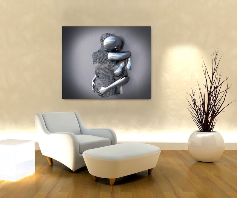 Hugging Couples 3D Effect Wall Art ,metallic Love Couples Kissing ...