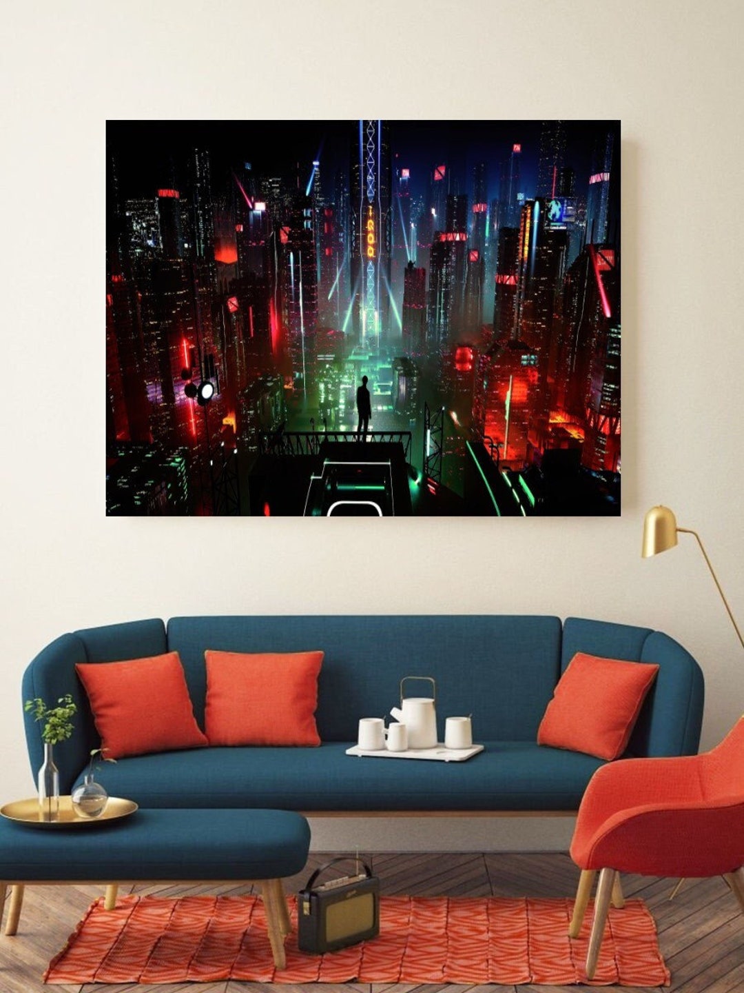 Cyberpunk City Poster Night City Wall Art Rolled Canvas - Etsy