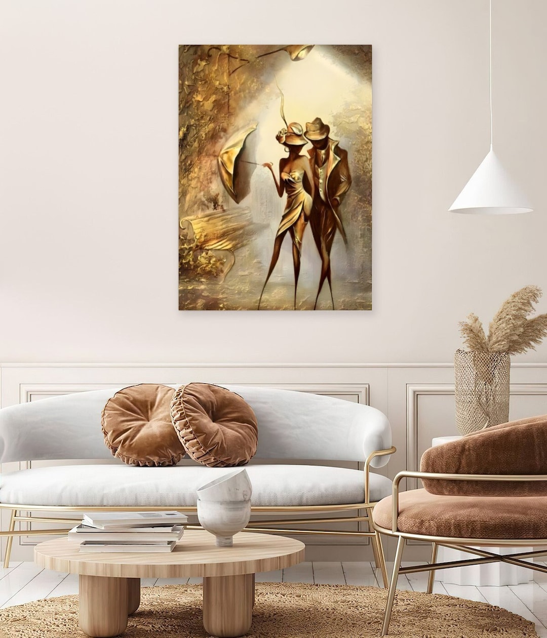 Romantic Couple Wall Decor Canvas, Gold Tango Canvas Wall Art, Dancing ...