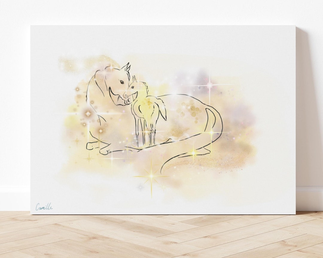 Mother and Baby Horse Watercolor Instant Download Equestrian Decor - Etsy