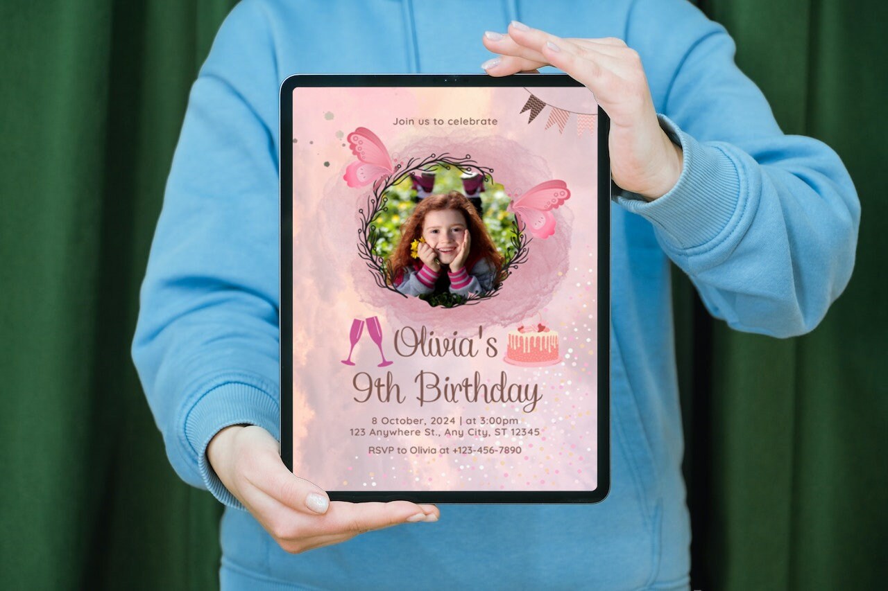 Digital Invitation Birthday Personalized to Send via Whatsapp Customize ...