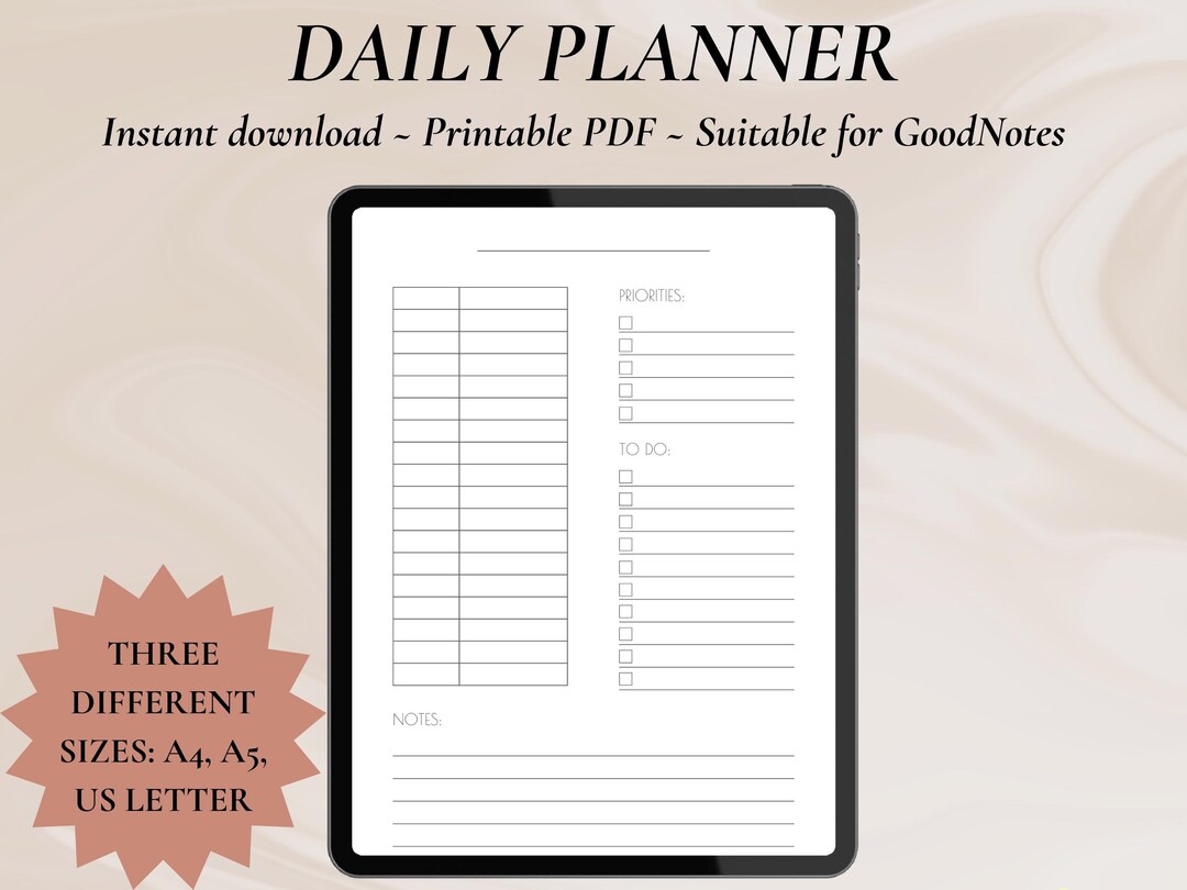 Minimalistic Daily Planner | Instant Download | Printable PDF ...
