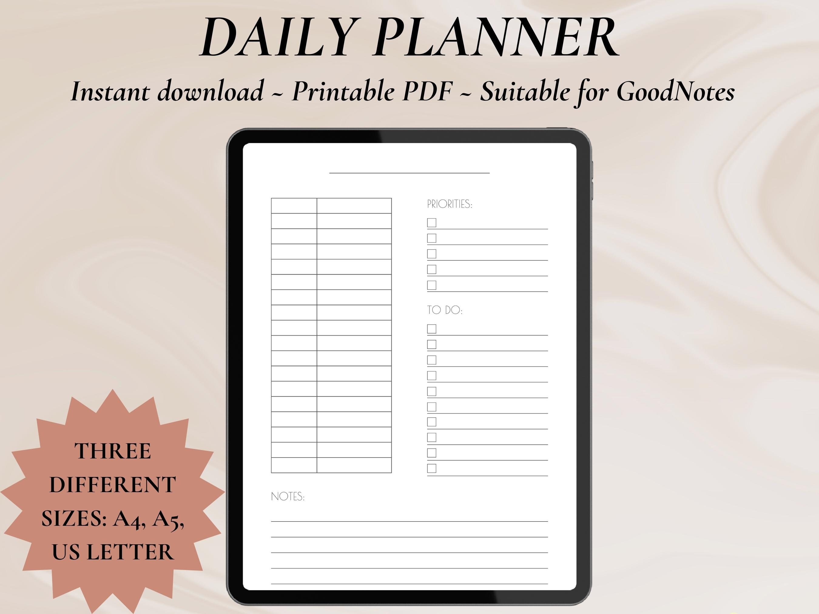Minimalistic Daily Planner Instant Download Printable PDF Suitable for ...