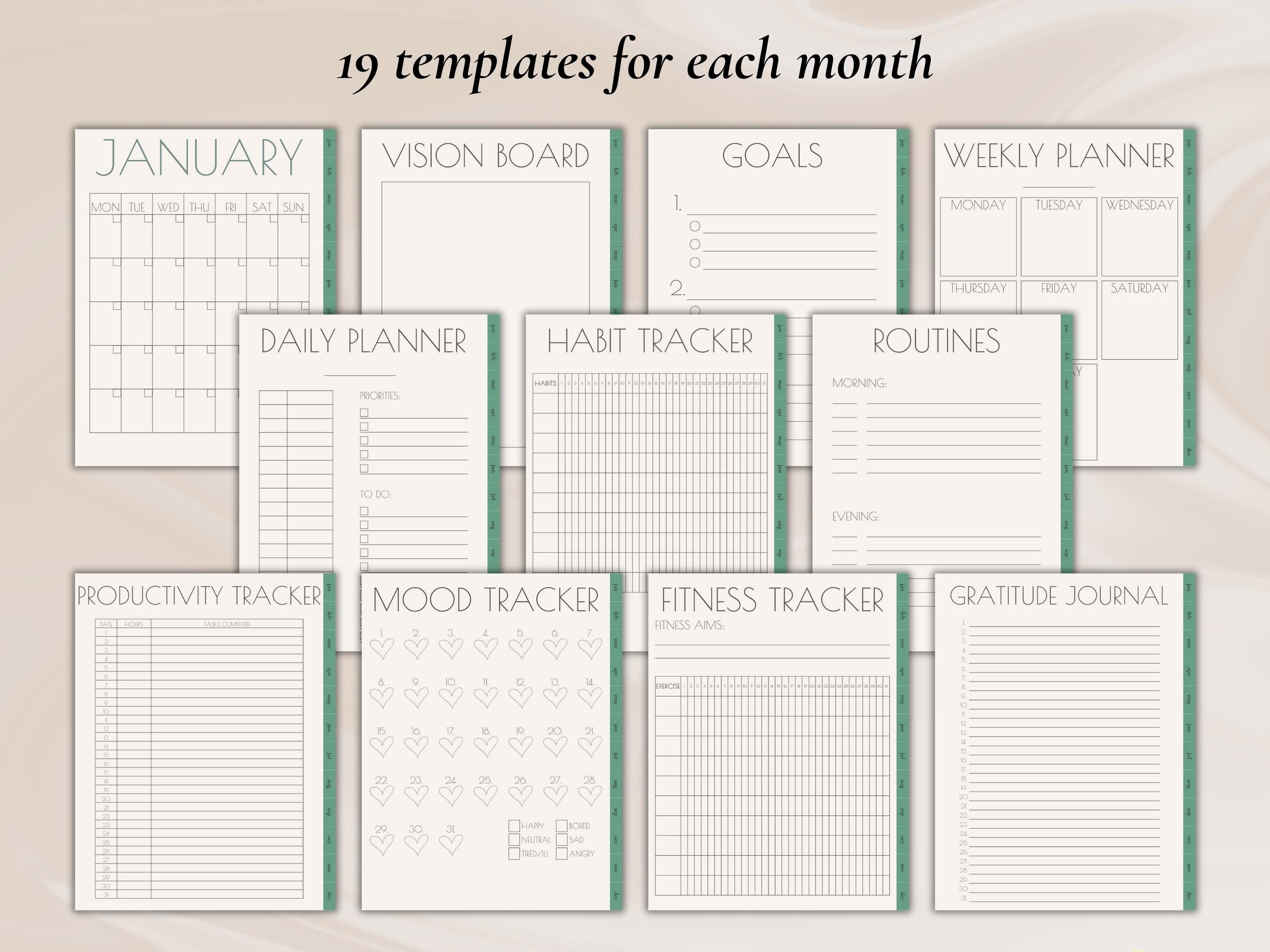 Digital Minimalistic Personal Planner With Hyperlinks | Instant ...