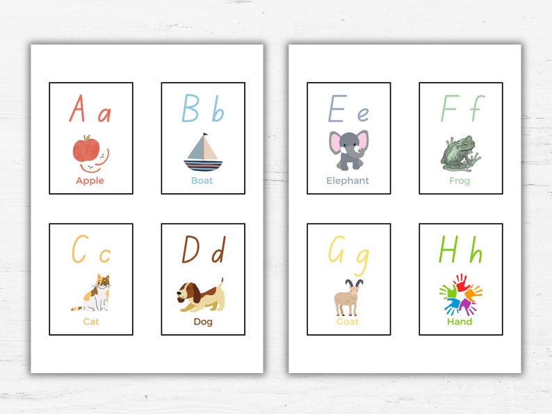 Alphabet Educational Flashcards With Pictures, Digital Download Kids ...