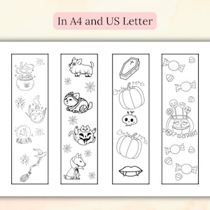 Printable Colour in Halloween Bookmark, 12 Designs, Printable Halloween ...