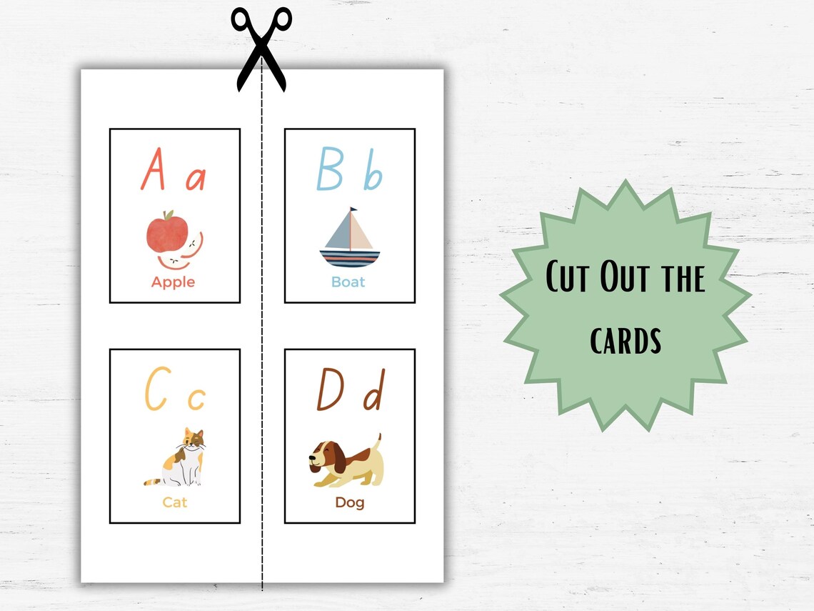 Alphabet Educational Flashcards With Pictures, Digital Download Kids ...
