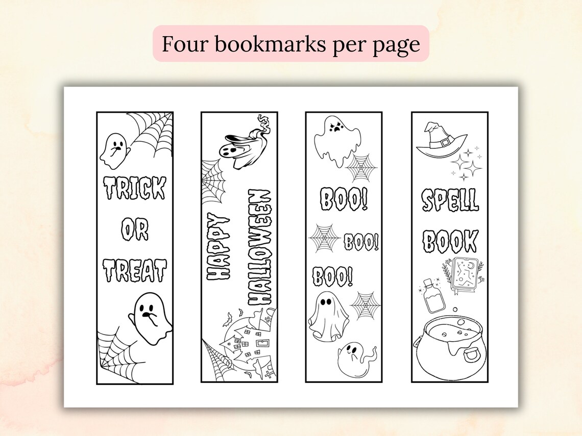 Printable Colour in Halloween Bookmark, 12 Designs, Printable Halloween ...