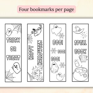 Printable Colour in Halloween Bookmark, 12 Designs, Printable Halloween ...