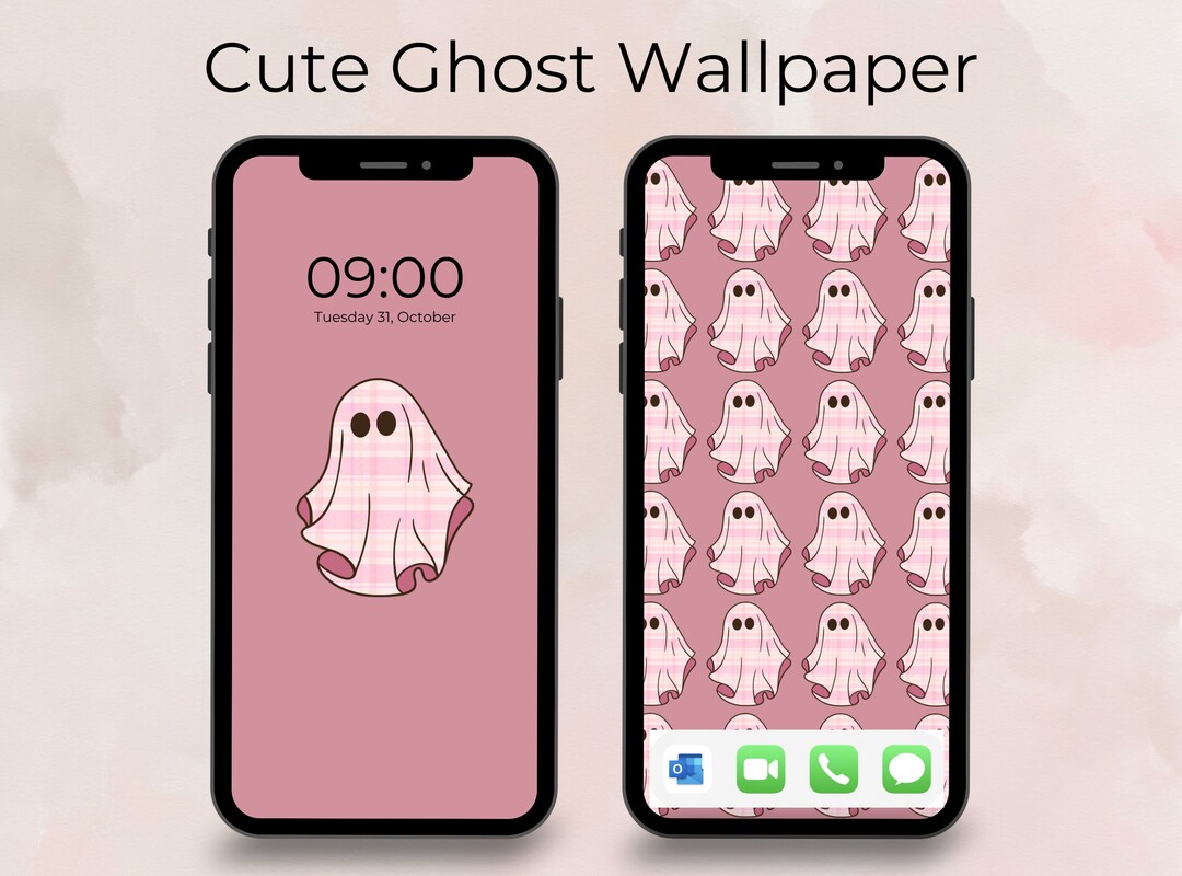 Pink Ghost Wallpaper, Halloween Wallpaper, iPhone Wallpaper, Cute ...