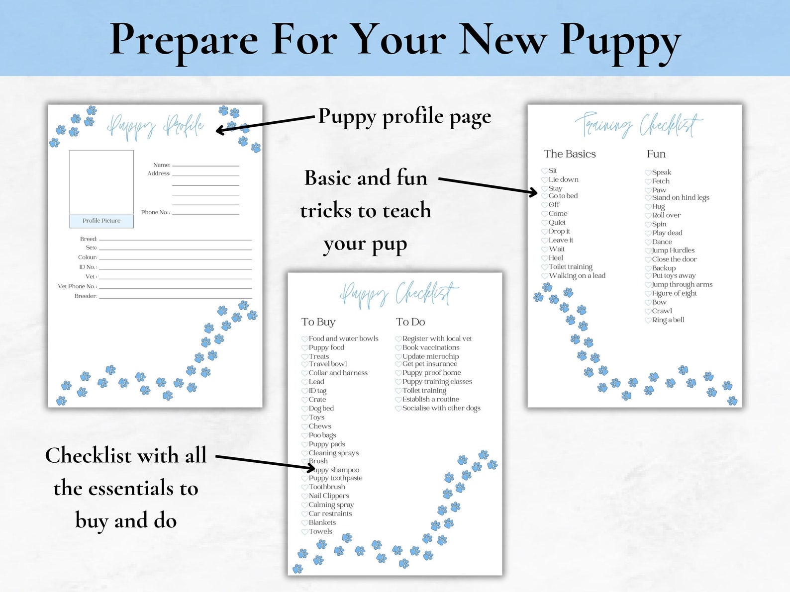 New Puppy Planner, Training, Checklists, Milestone Cards Digital and ...