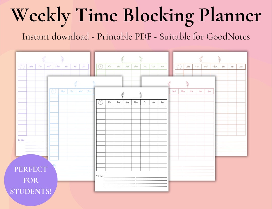 Weekly Time Blocking Planner | Digital and Printable PDF | 11 Different ...