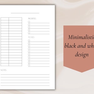 Minimalistic Daily Planner | Instant Download | Printable PDF ...