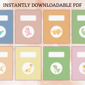 8 Digital Notebook Cover Adorable Dinosaurs With 60+ Stickers - Instant ...